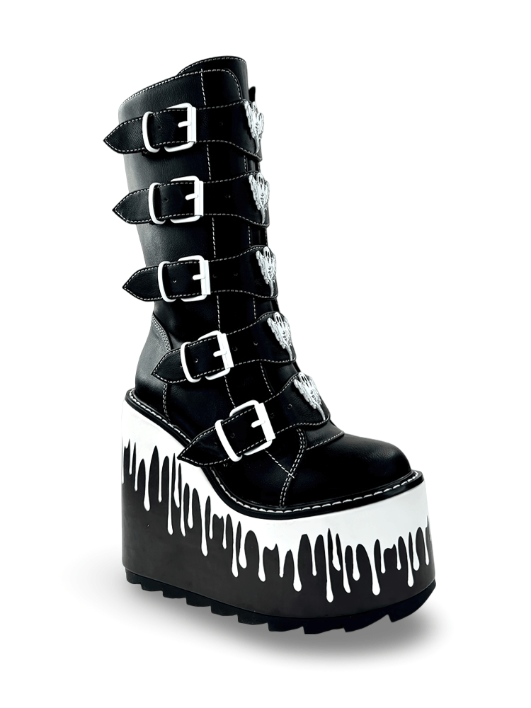 YRU Ghost Vampire Freaks Boots With White Enamel Charms YRU Ghost Vampire Freaks Boots With White Enamel Charms