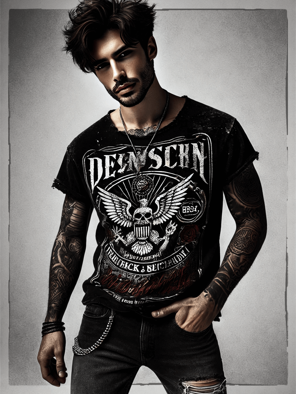 Men's Tops: Edgy Rock, Goth & Alternative Styles - page- 14
