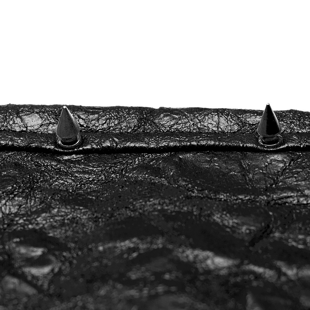 Edgy Black Faux Leather Spiked Goth Pants for Punk Fashion