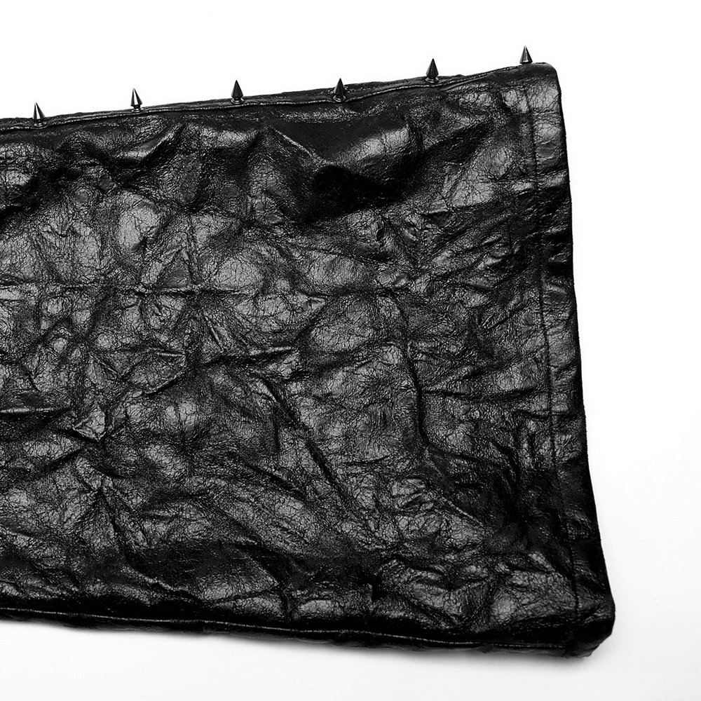 Edgy Black Faux Leather Spiked Goth Pants for Punk Fashion