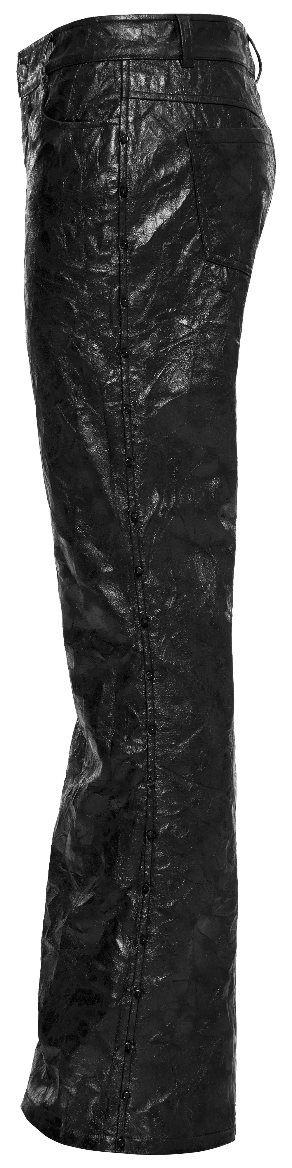 Edgy Black Faux Leather Spiked Goth Pants for Punk Fashion