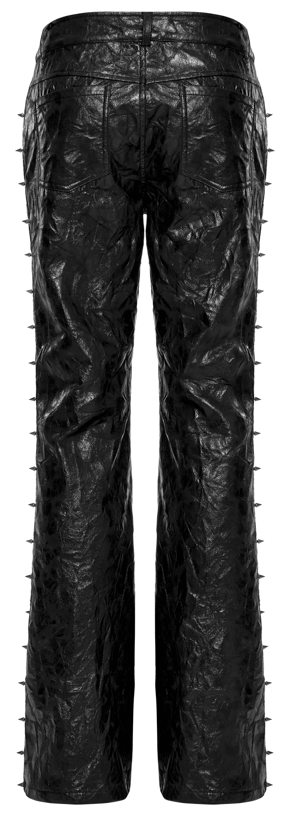 Edgy Black Faux Leather Spiked Goth Pants for Punk Fashion