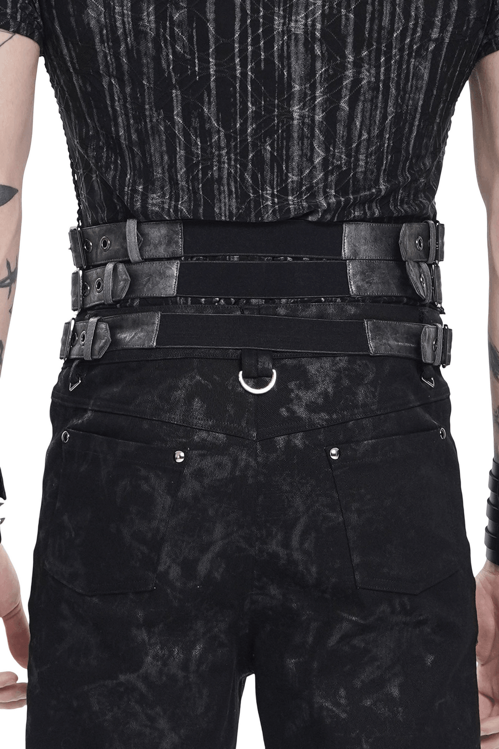 Ceinture Corset Gothique Cloutée avec Détail de Fermeture Éclair à l'A