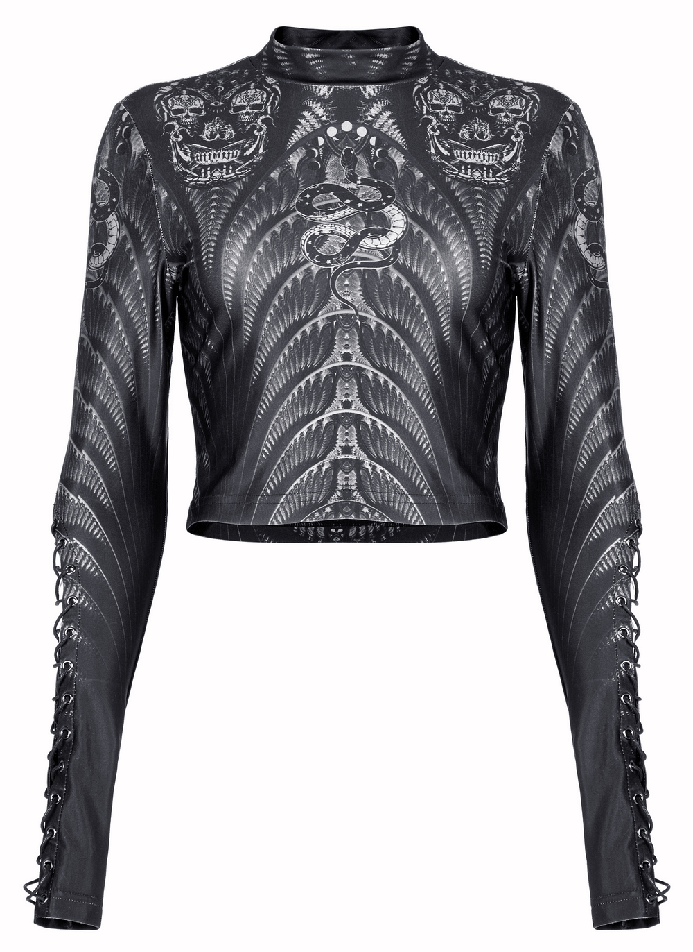High Stretch Gothic Mesh Top with Skeleton Design