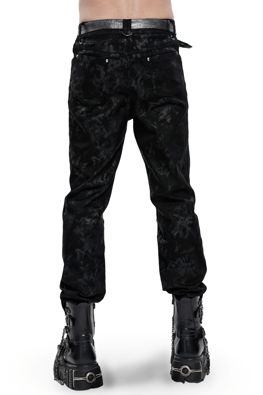 Pantalon gothique punk pour hommes avec panneaux à œillets argentés