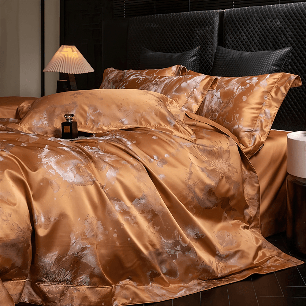 Ensemble de literie en satin jacquard de coton égyptien opulent
