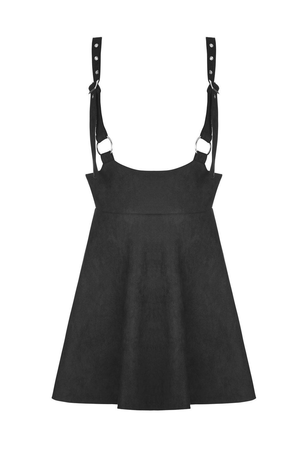 Stylish Black Suspender Mini Skirt with Rings