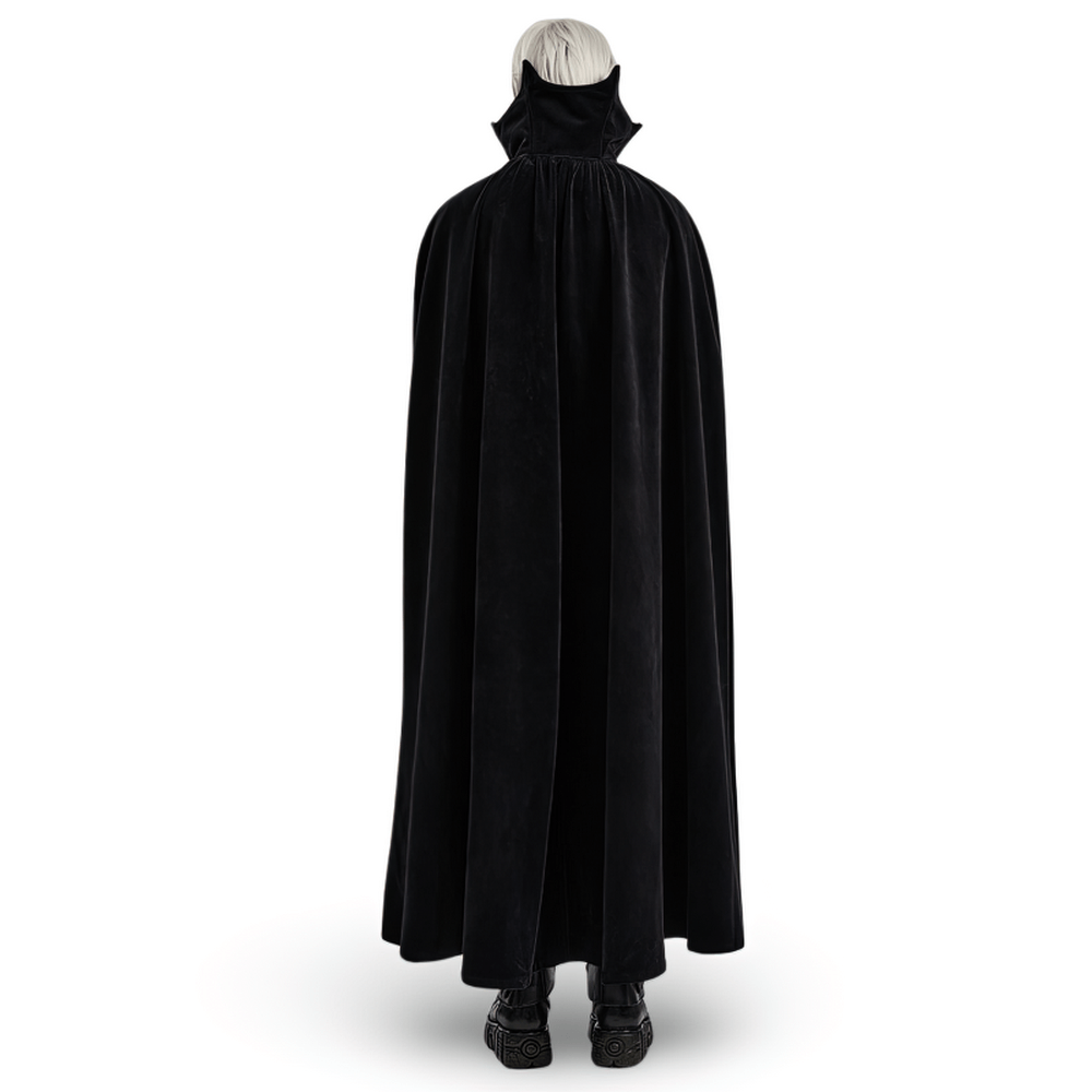 Velvet Batwing Cloak with Lace Detailing and Buckle