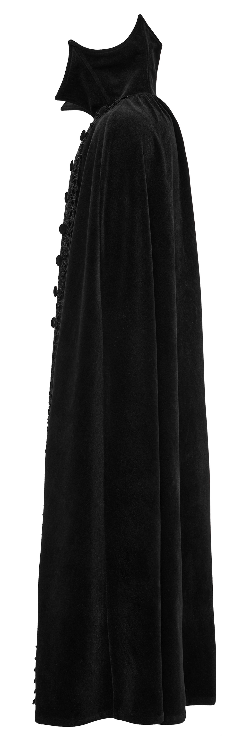 Velvet Batwing Cloak with Lace Detailing and Buckle