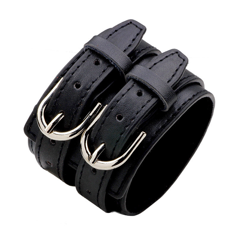Wide Belt Leather Charm Bracelet / Vintage Rock Accessories - US Stock