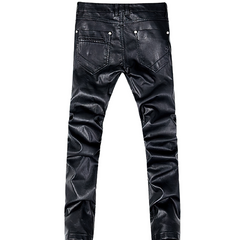 Motorcycle Leather Pants for Men / Black Skinny Jeans in Rock Style ...