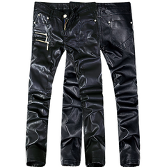 Motorcycle Leather Pants for Men / Black Skinny Jeans in Rock Style ...